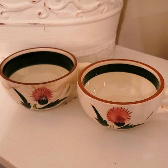 Stangl | Kitchen | Vintage 95s Stangl Pottery Handpainted Thistle Cups ...
